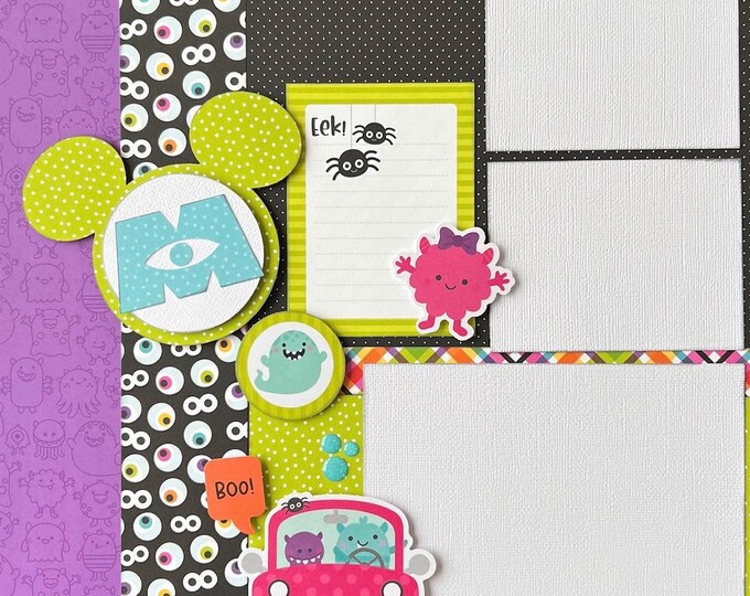 Scream Time Monsters Scrapbook Layout 2 Page Kit - Etsy