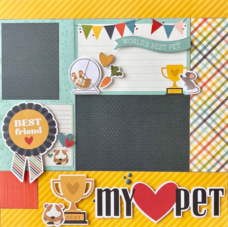 Love My Pet 12x12 Preassembled Scrapbook Page Layout Sample - Etsy