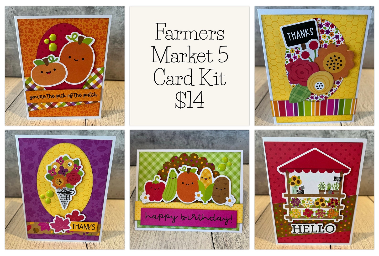 Farmers Market 5 DIY Greeting Card Kit - Etsy
