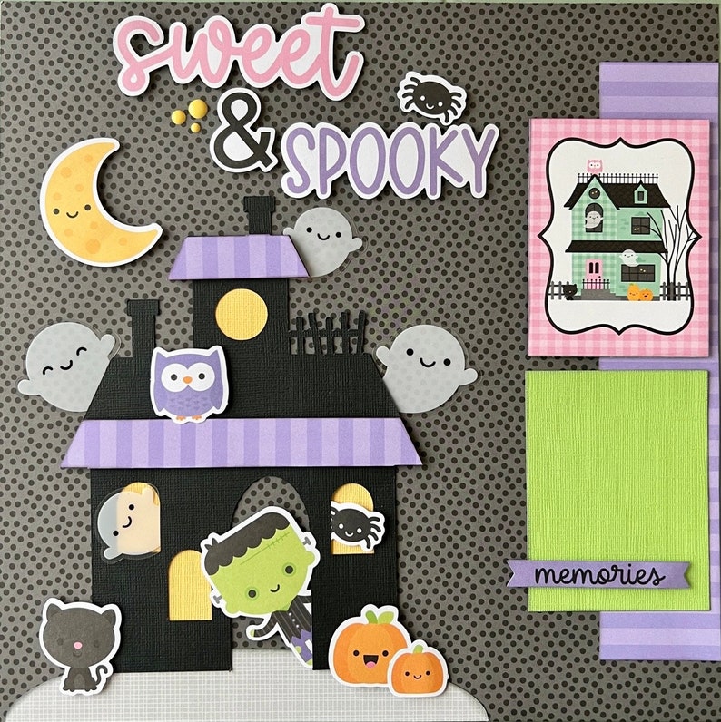 Sweet & Spooky 12x12 Scrapbook Layout Page Kit - Etsy