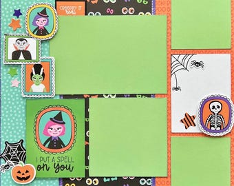 Hey Boo 12x12 Scrapbook Layout 2 Page Kit Halloween - Etsy