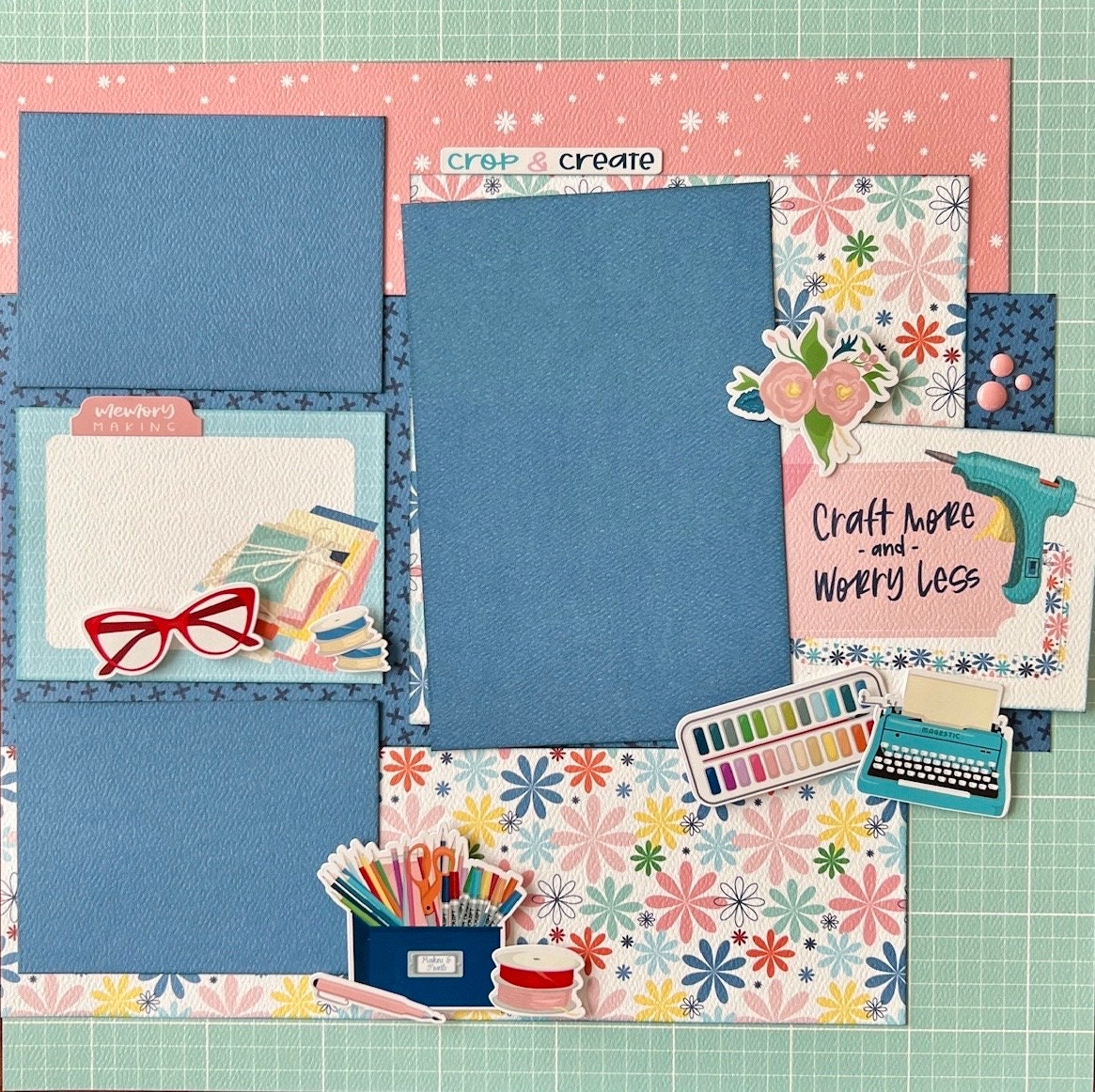 Craft More and Worry Less 12x12 Scrapbook Layout Page Kit - Etsy