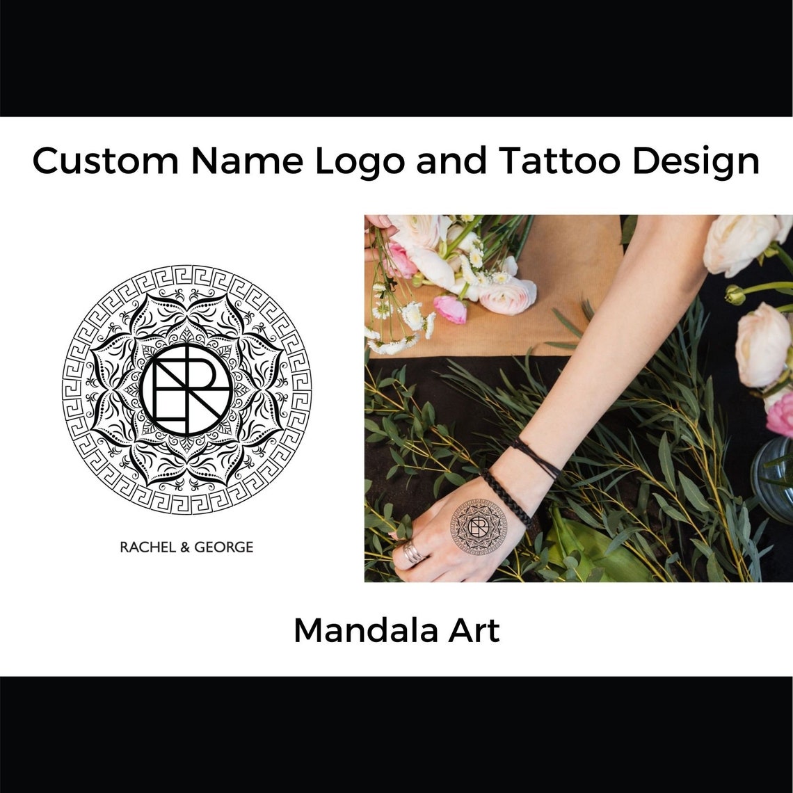 Custom Name and Mandala Tattoo Design / Monogram / Digital File - Etsy