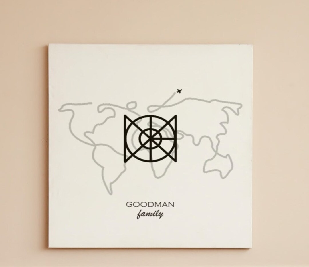 Custom Family Last Name Sign / Surname Design and World Map / Monogram ...