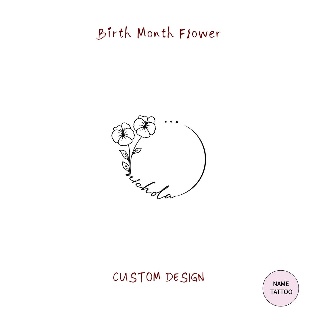 Custom Birth Month Flower and Name Design With Moon • Birthday Flower ...