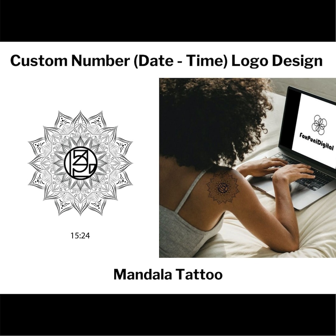 Custom Dates Logo and Mandala Tattoo Design / Monogram / Digital File ...
