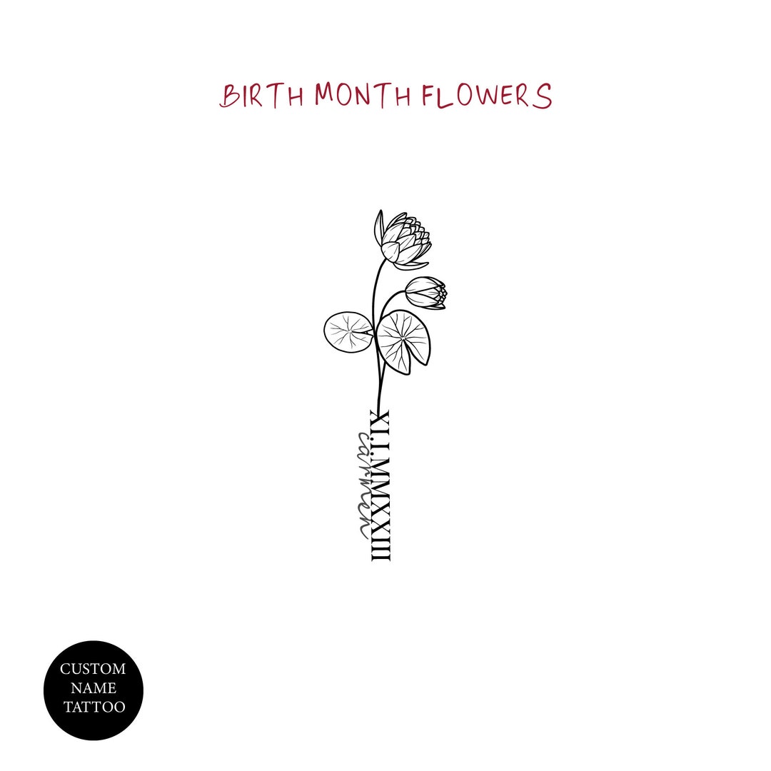 Birth Month Flower and Birthday and Name Design • Personalized Date ...