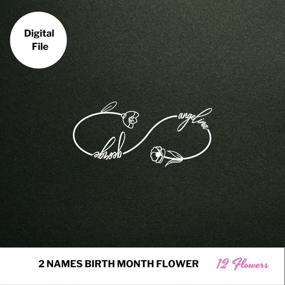 Infinity Symbol Tattoo Birth Month Flower Custom Two Names - Etsy