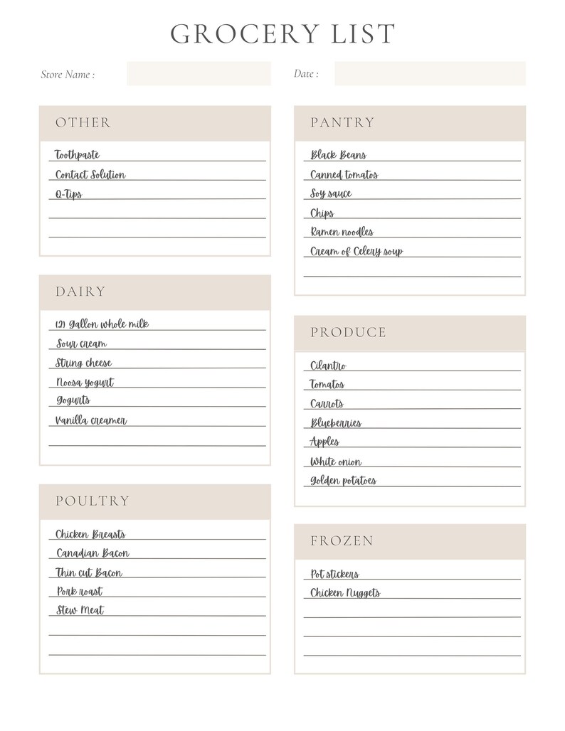 Simple and Effective Weekly Meal Plan and Grocery List Printable Pdf ...
