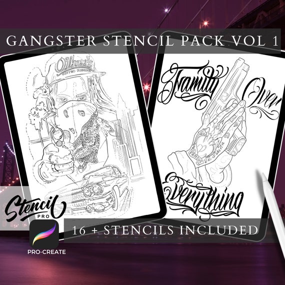 Gangster Brushes Procreate Brush Set Gangster Tattoo Stamp - Etsy UK