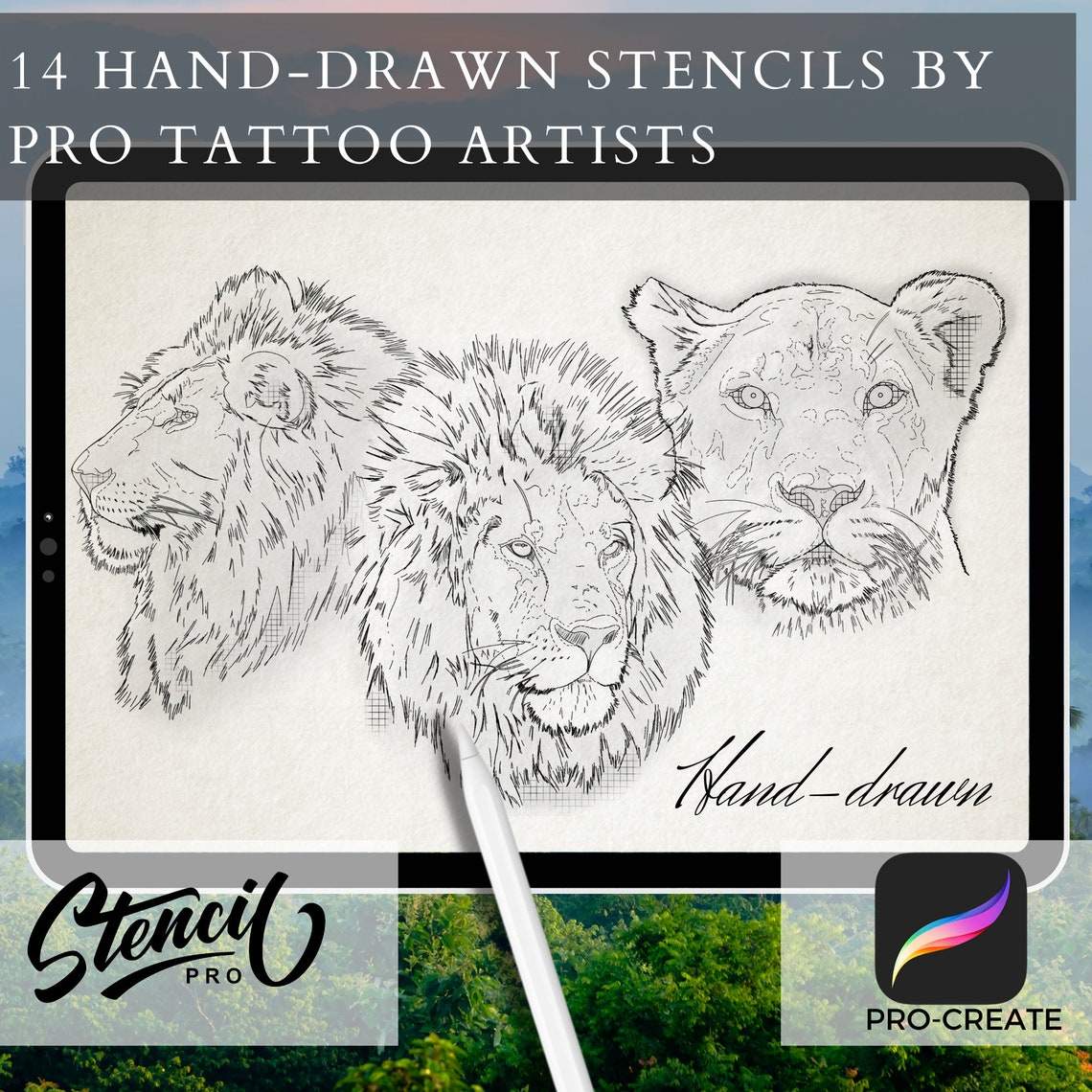 Lion Brushes Procreate Brush Set Lion Tattoo Stamp Brushes - Etsy
