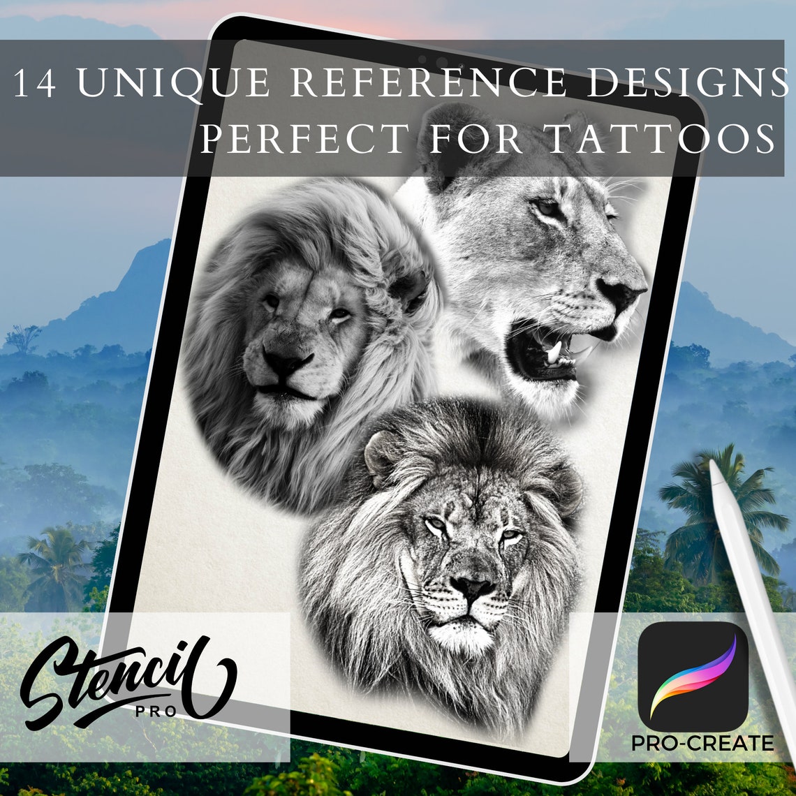 Lion Brushes Procreate Brush Set Lion Tattoo Stamp Brushes - Etsy