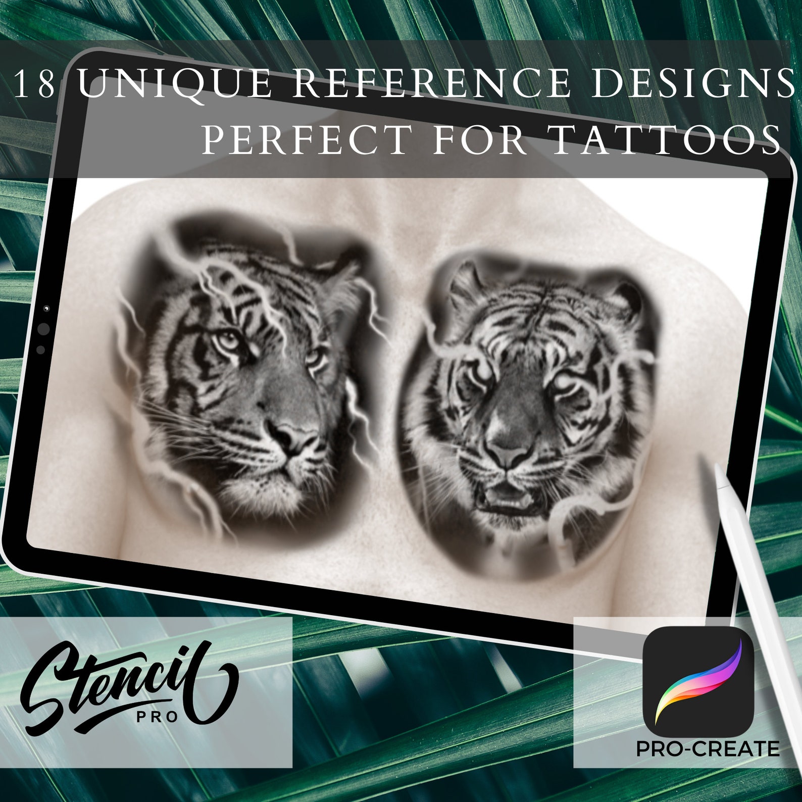 Tigers Brushes Procreate Brush Set Tiger Tattoo Stamp - Etsy