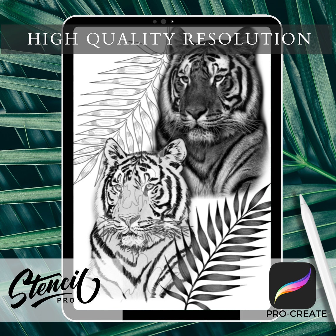Tigers Brushes Procreate Brush Set Tiger Tattoo Stamp | Etsy