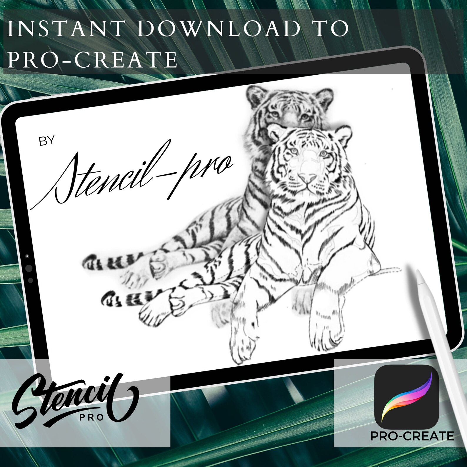 Tigers Brushes Procreate Brush Set Tiger Tattoo Stamp | Etsy