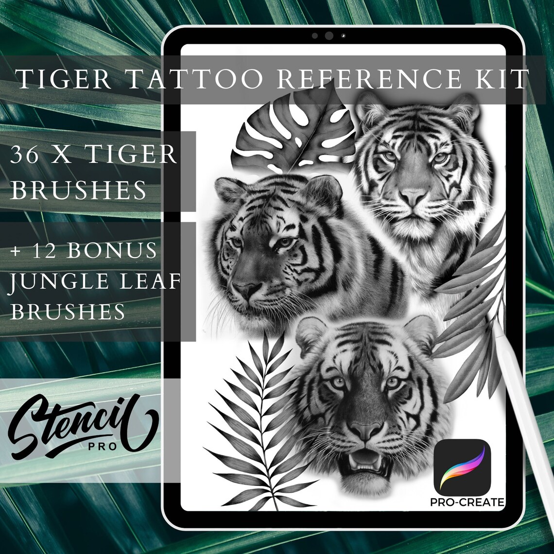 Tigers Brushes Procreate Brush Set Tiger Tattoo Stamp - Etsy