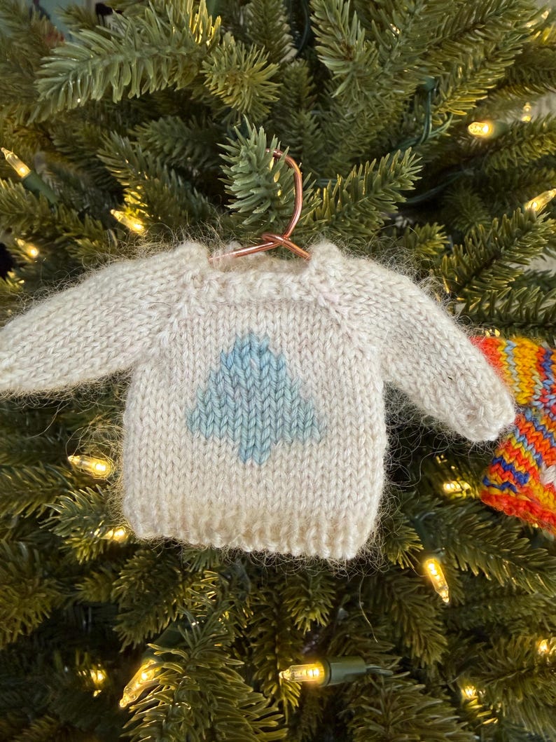 Hand Knit Mini Sweater Ornament | Evergreen Tree, Holiday Decor - Etsy