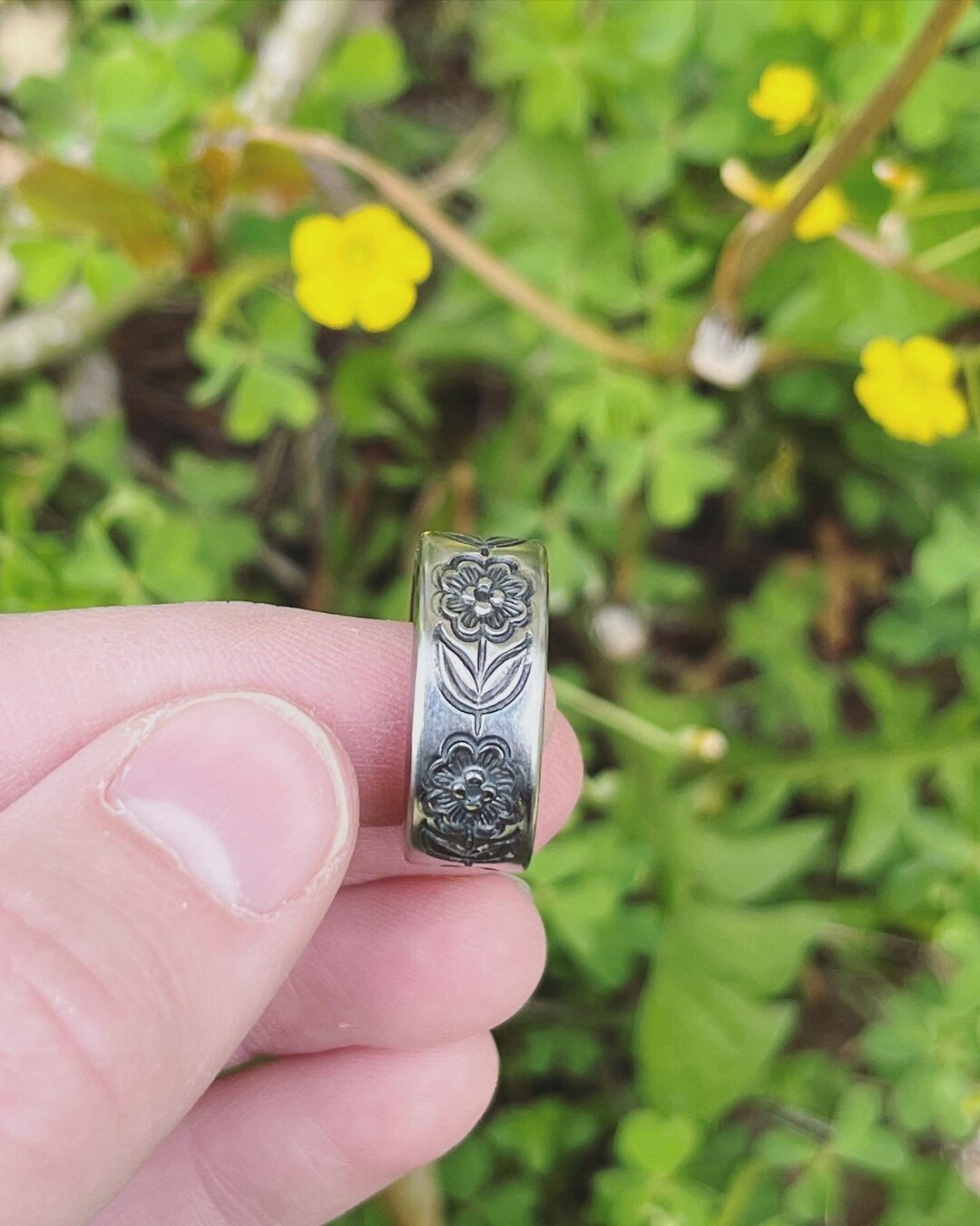 Country Lane Spoon Ring, Silverware Spoon Ring, March Birth Flower, New ...