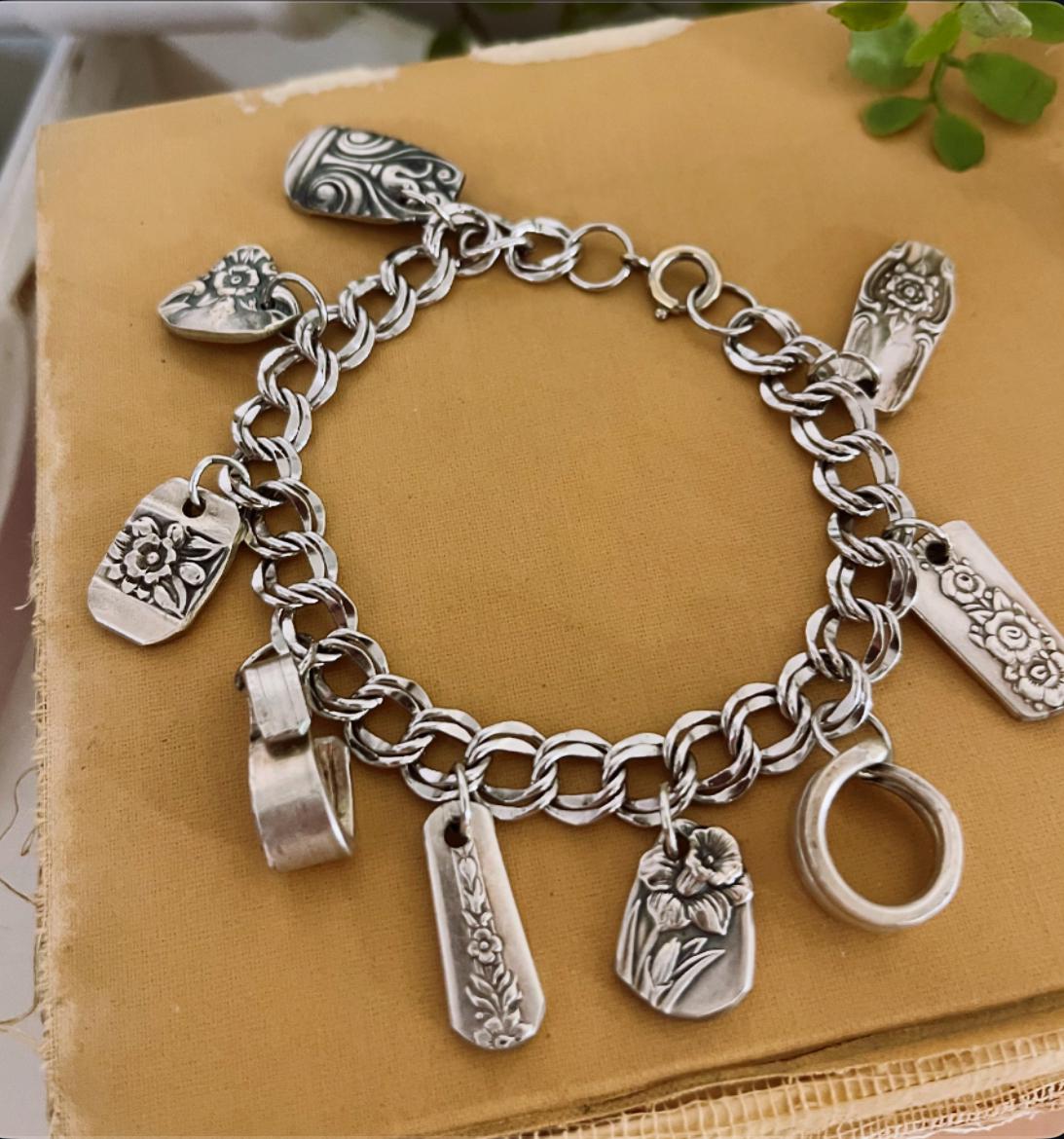 The Story Charm Bracelet – Handmade Vintage Silverware Jewelry ...