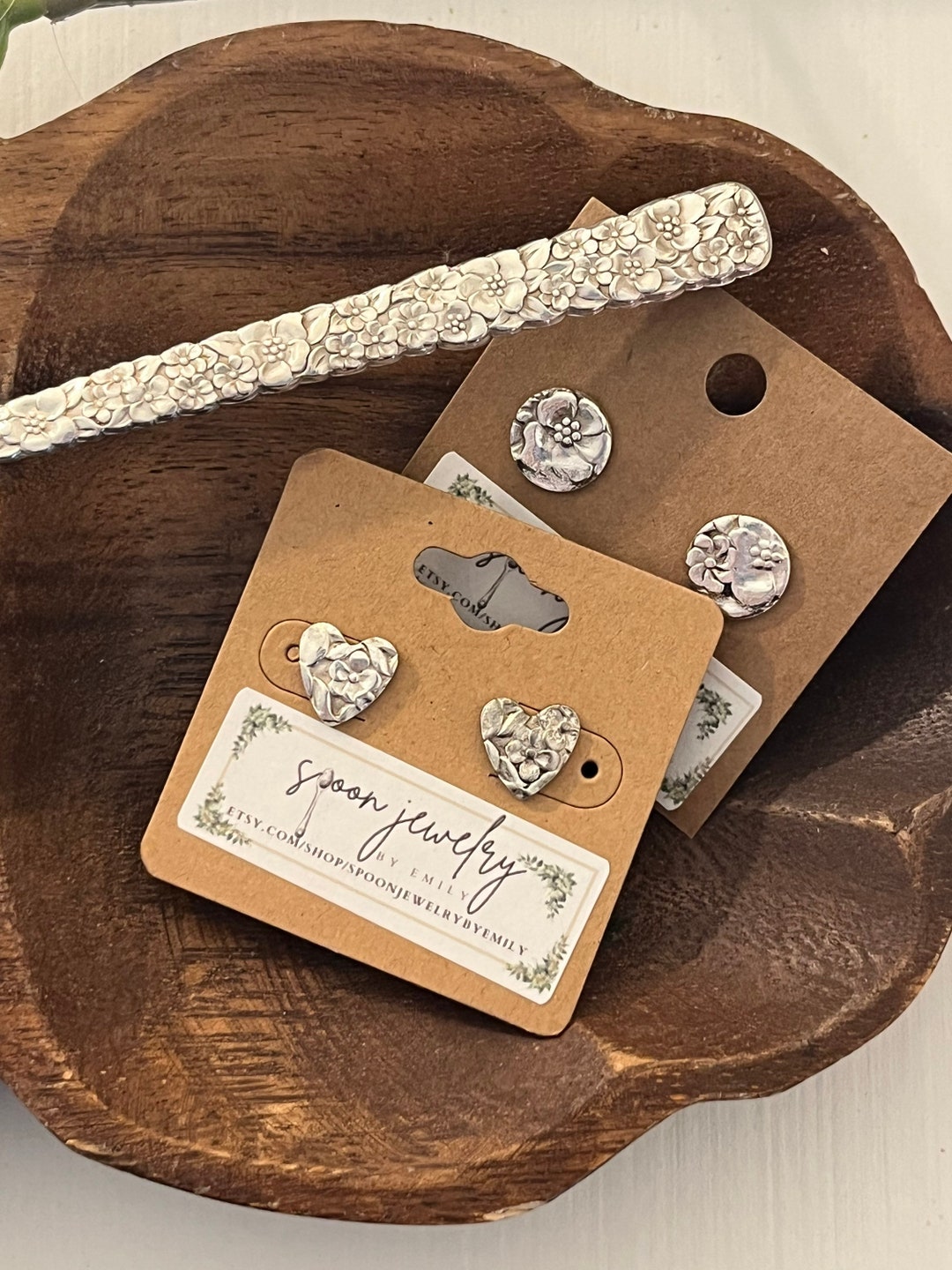 Silverware Stud Earrings, Vintage Studs, Knife Handle Studs, Circle ...