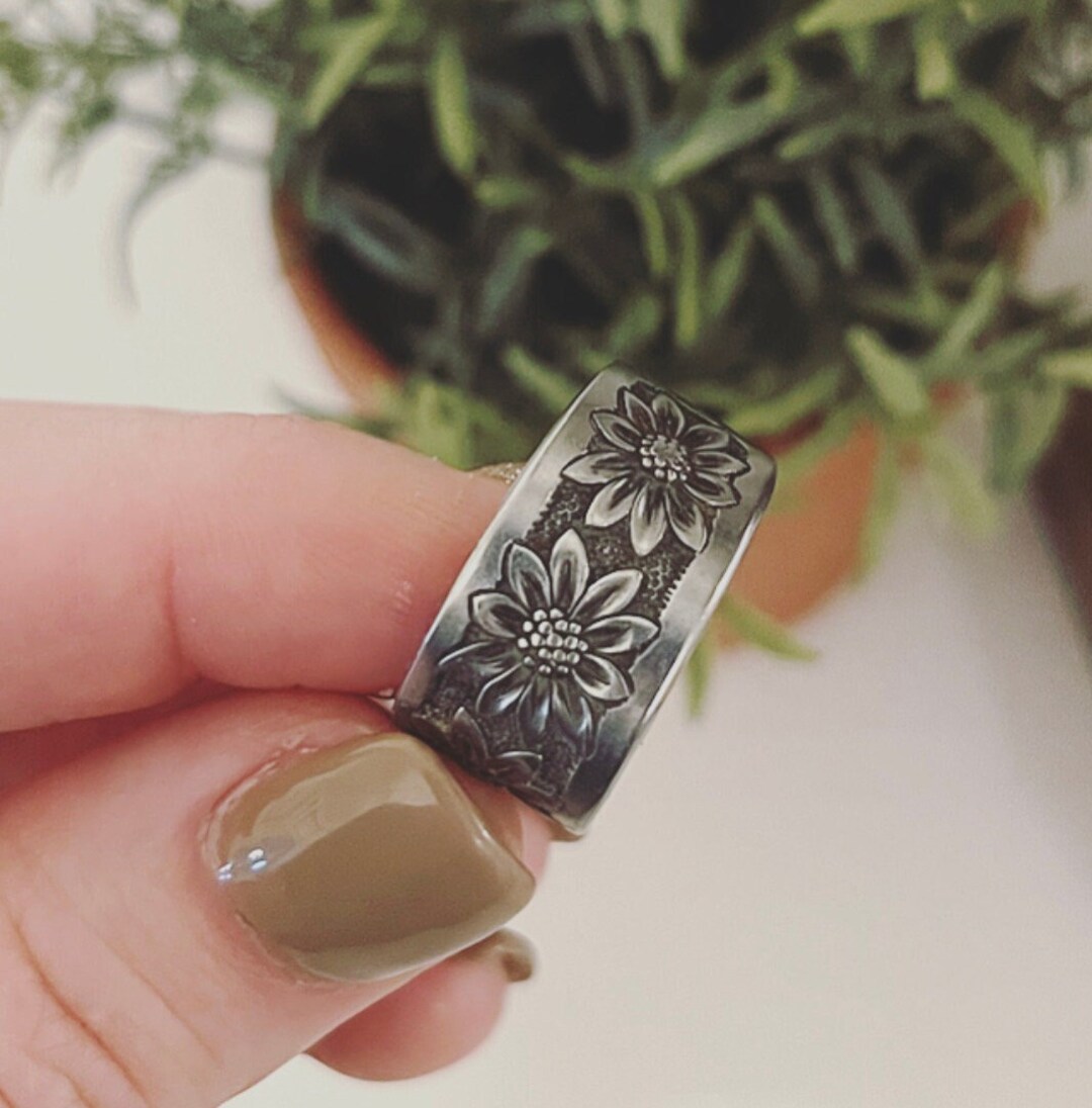 SUNFLOWER Spoon Ring, Silverware Ring, Silverware Jewelry, Spoon ...