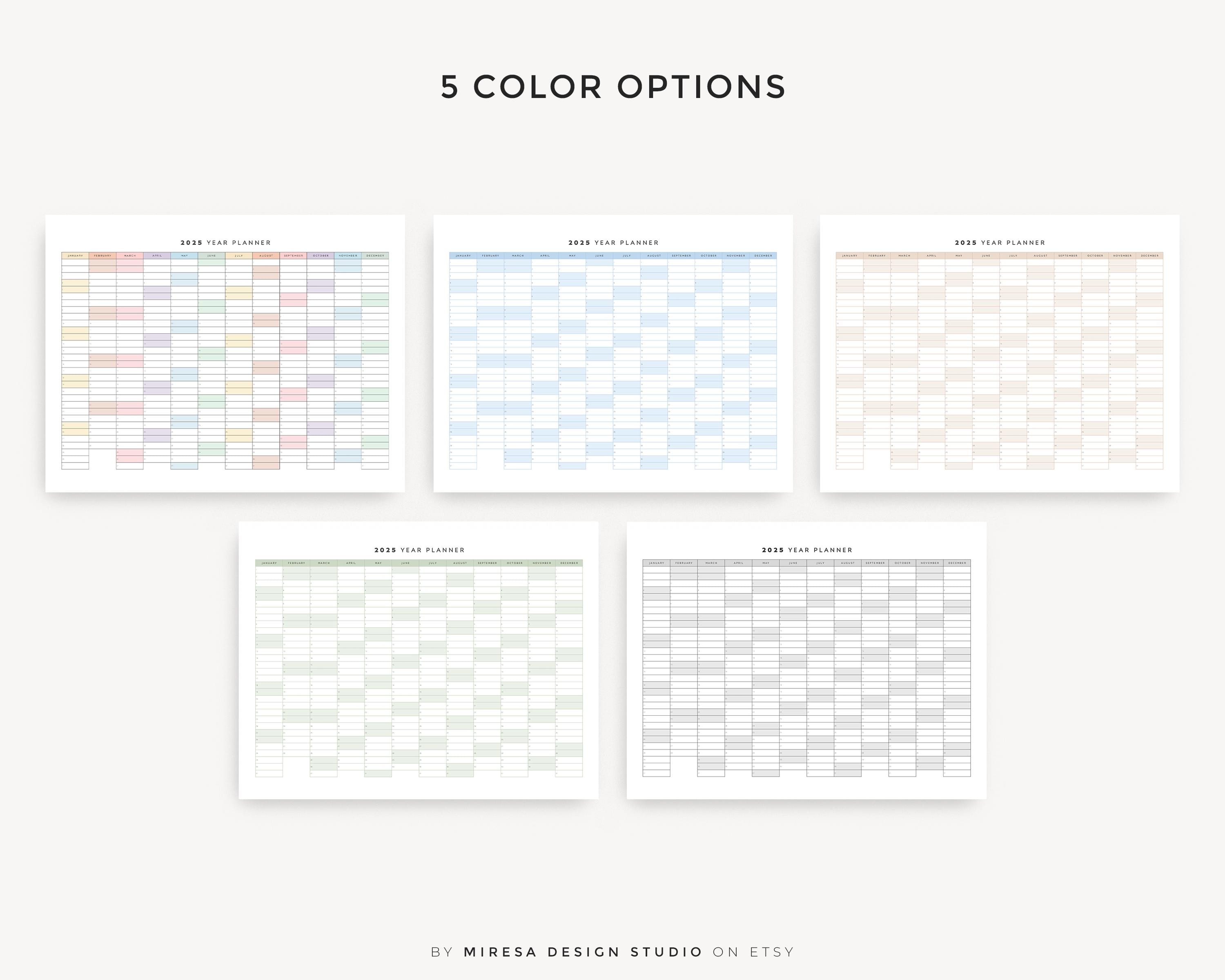 2025 Year Planner Printable | Year at a Glance | One Page Yearly ...