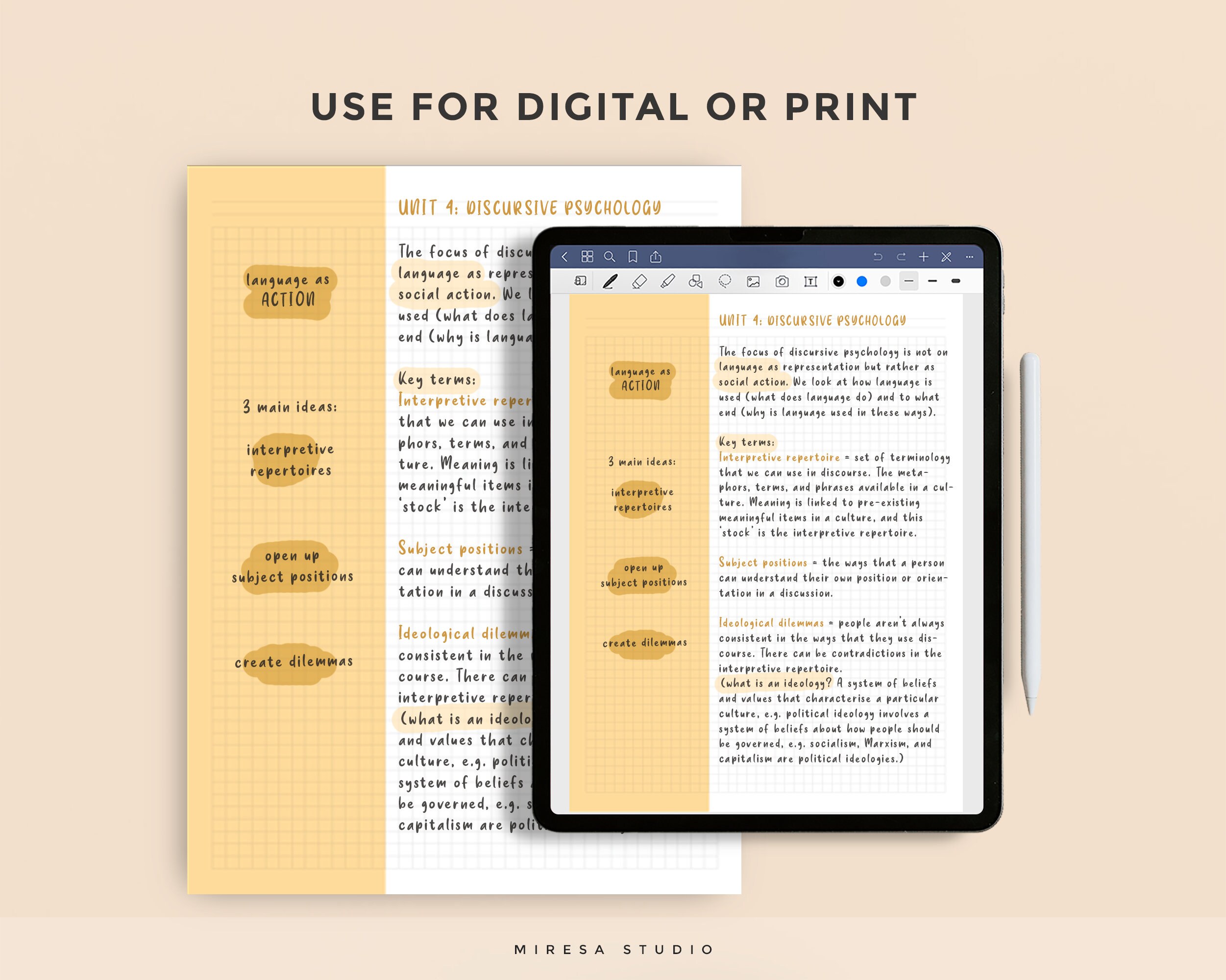 168 Cornell Digital Note Taking Templates A4 Size, Letter Size ...