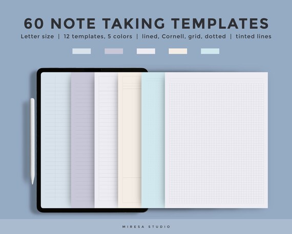 60 DREAMY Digital Note Taking Templates Letter Size | Etsy
