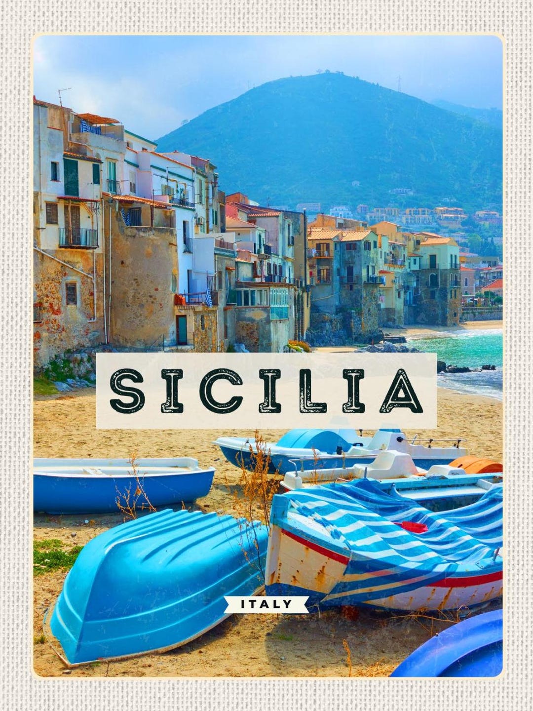 Sign Sicilia Italy Sicily Italy Boats Coast 12x18 20x30 30x40 Sheet ...