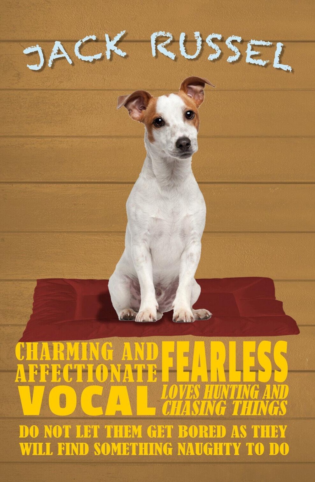 Sign Saying Jack Russell Wanted Poster Fearless Brave Dog Jw - Etsy