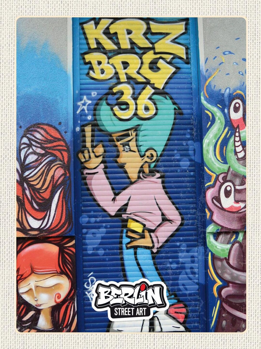 Sign Berlin Street Art Graffiti Figure Middle Finger 12x18 20x30 30x40 ...