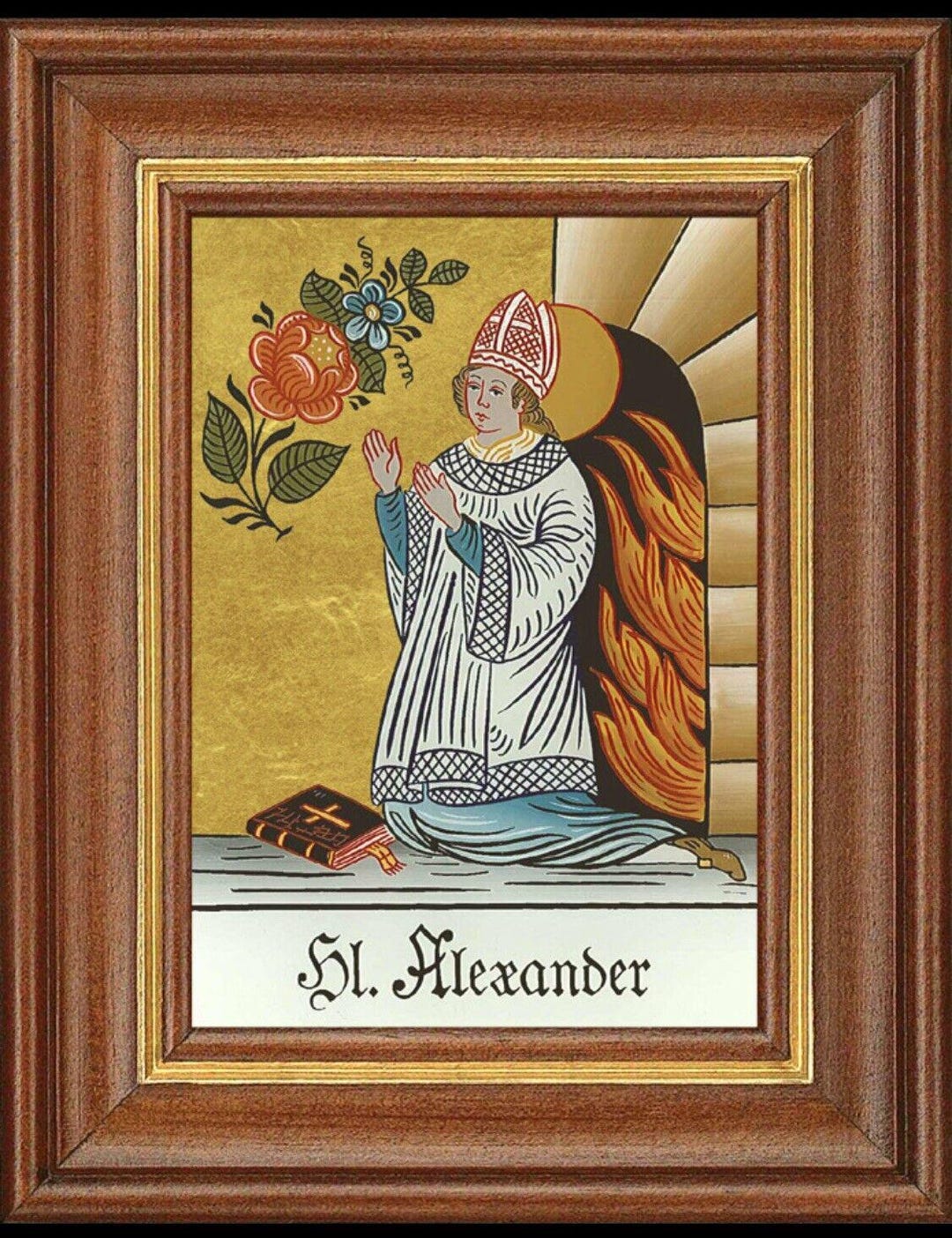 Reverse Glass Painting of Saint Alexander, Patron Saint, Baptism ...