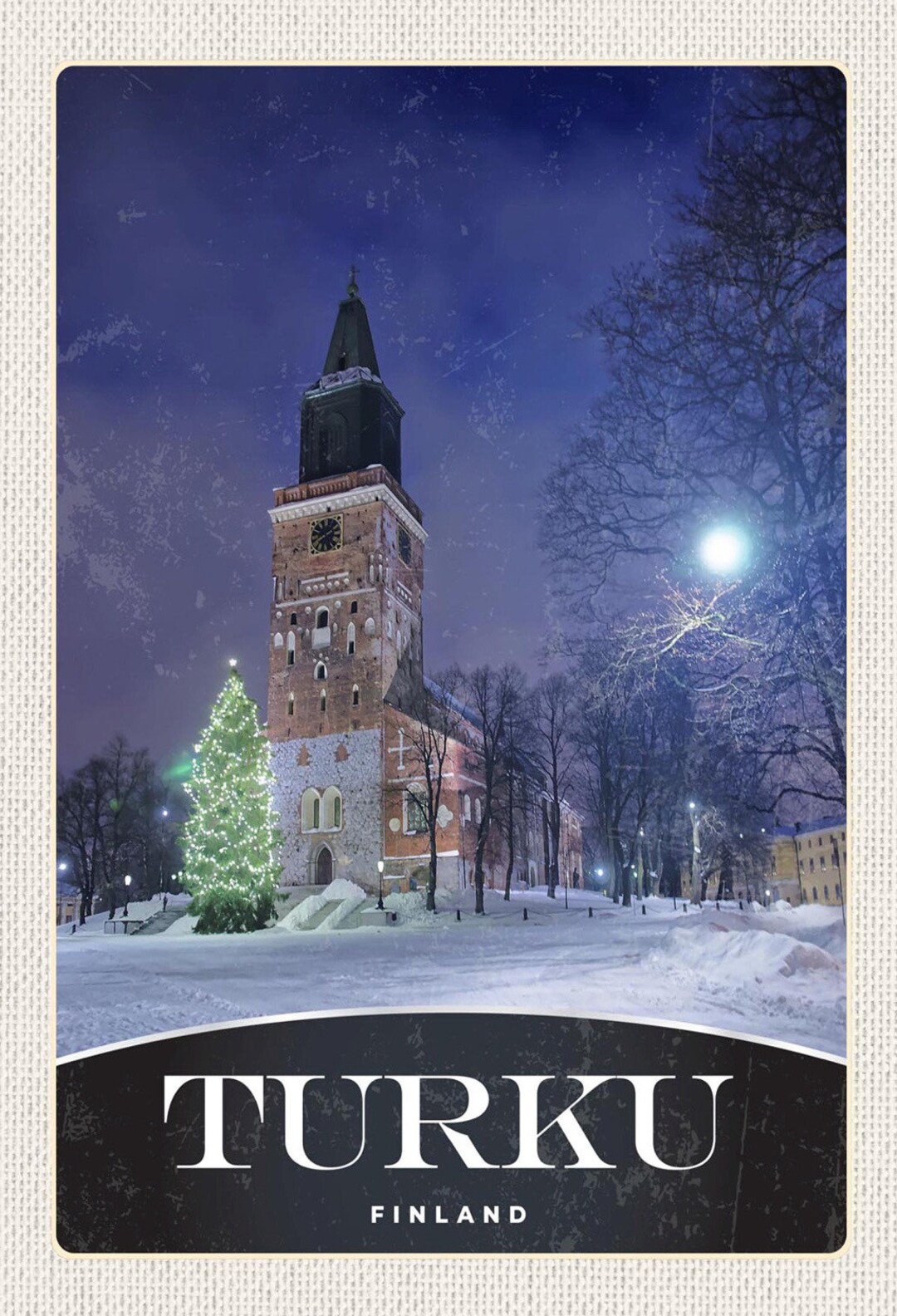 Sign Saying Turku Finland Finland Church Winter Snowyw - Etsy