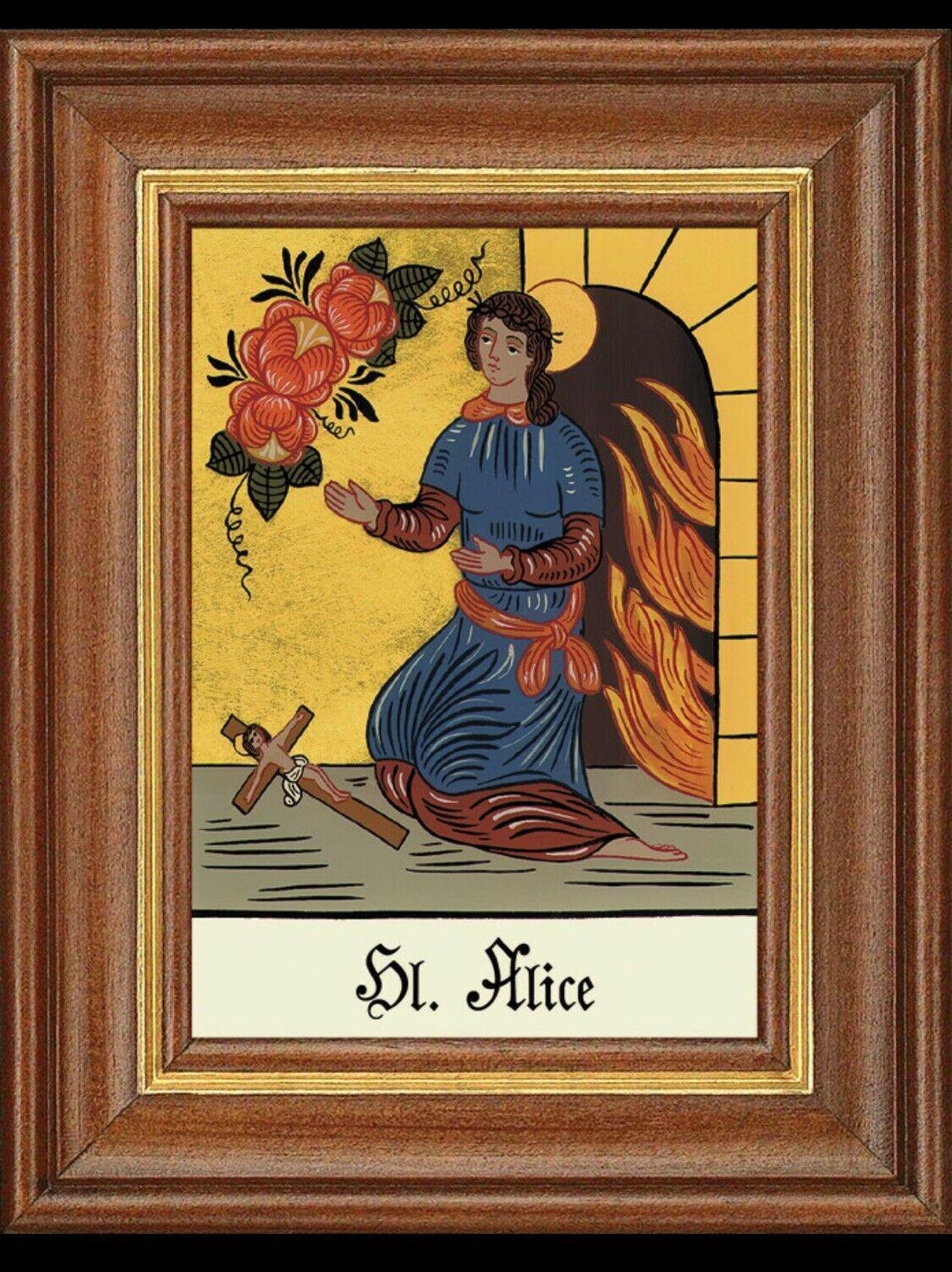 Reverse Glass Painting of Saint Alice, Patron Saint, Baptism, Name ...