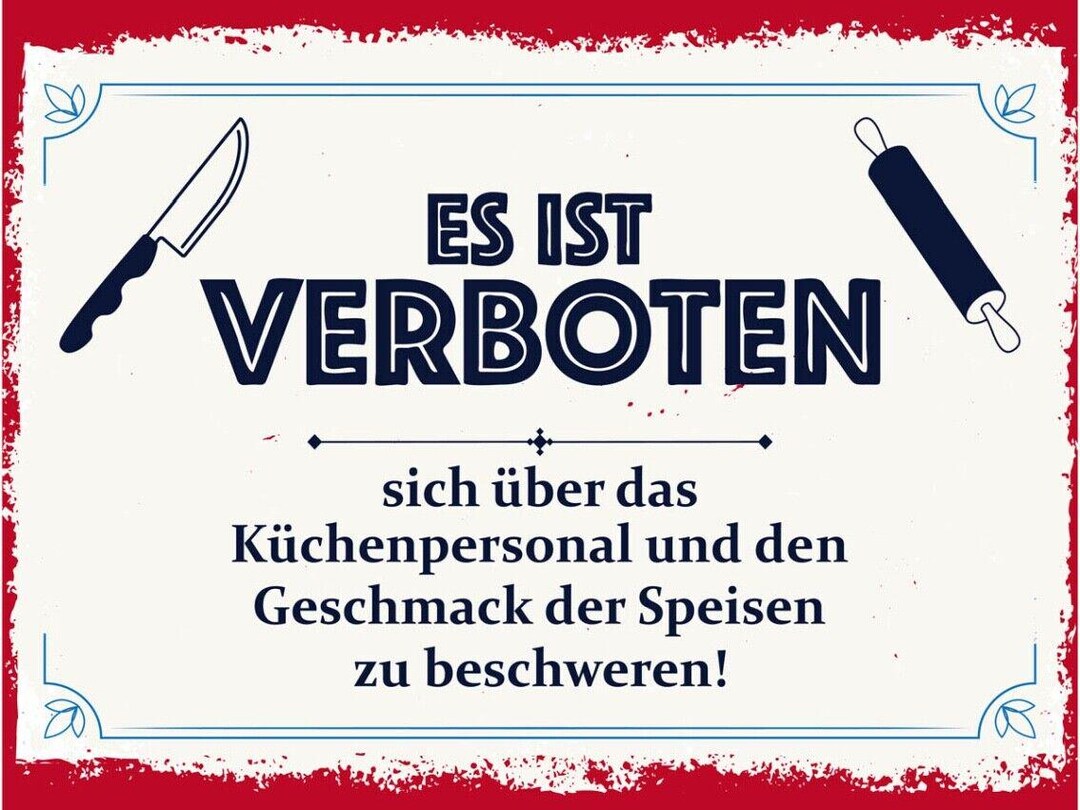 Sign Prohibited Kitchen Staff Food Complaining 12x18 20x30 30x40 Sheet ...