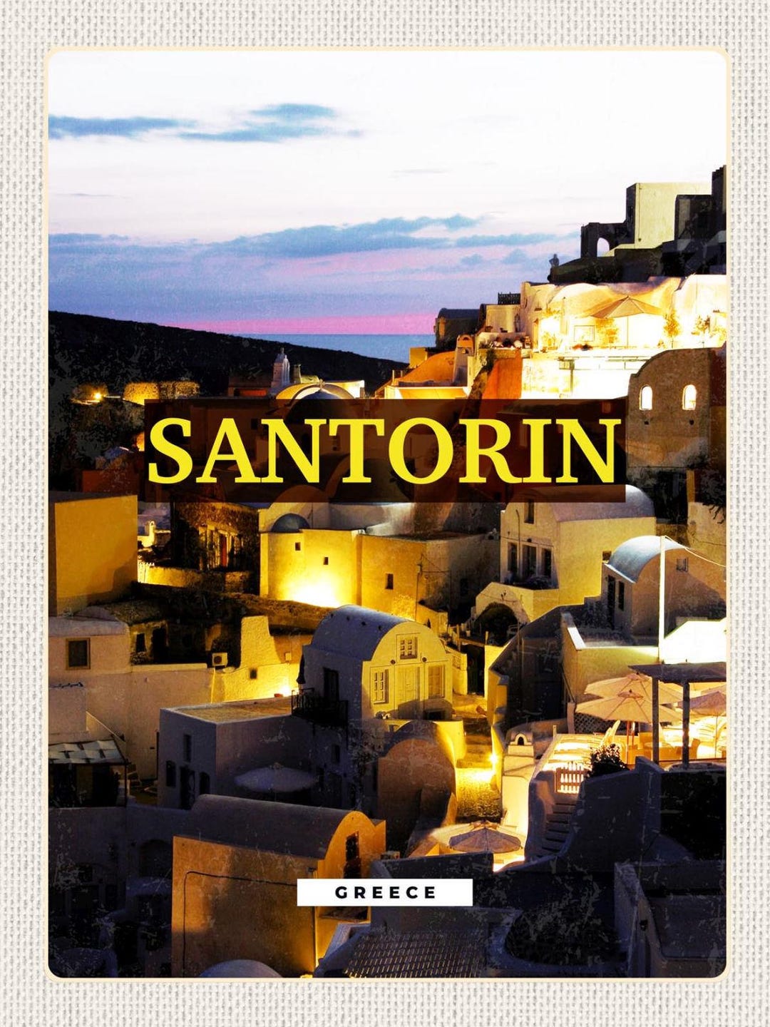 Sign Santorini Greece Oia Town Night 12x18 20x30 30x40 Sheet/wood - Etsy