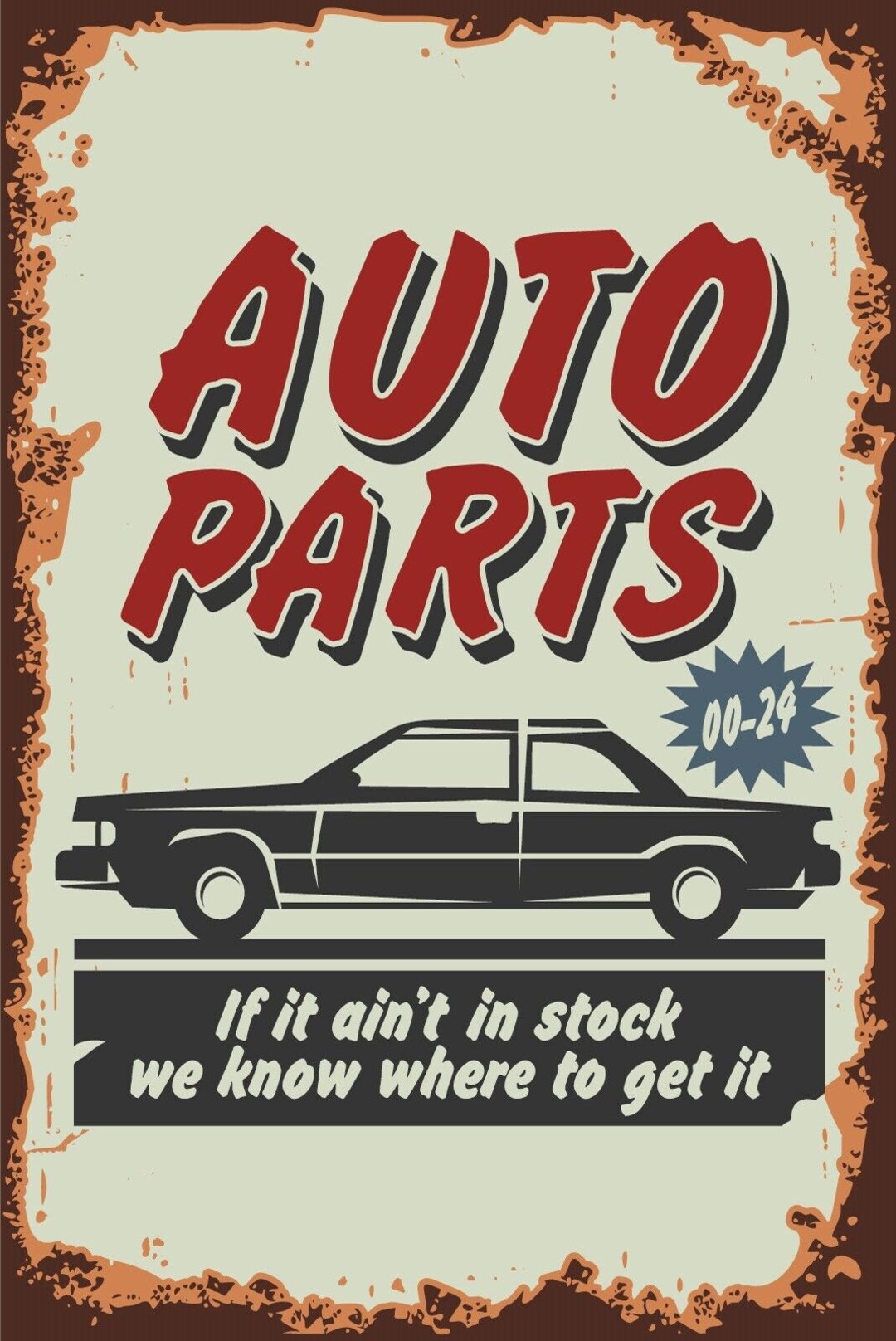 Nostalgia Sign Auto Parts Car Parts 12x18 / 20x30 / 30x40 Sheet Metal ...