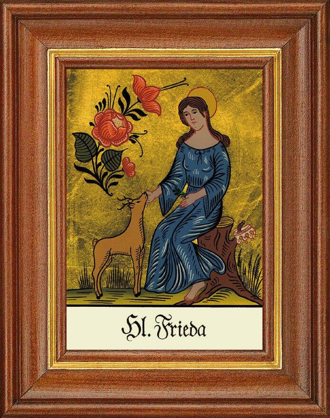 Reverse Glass Painting Saint Frieda Patronal Picture Baptism Patron ...