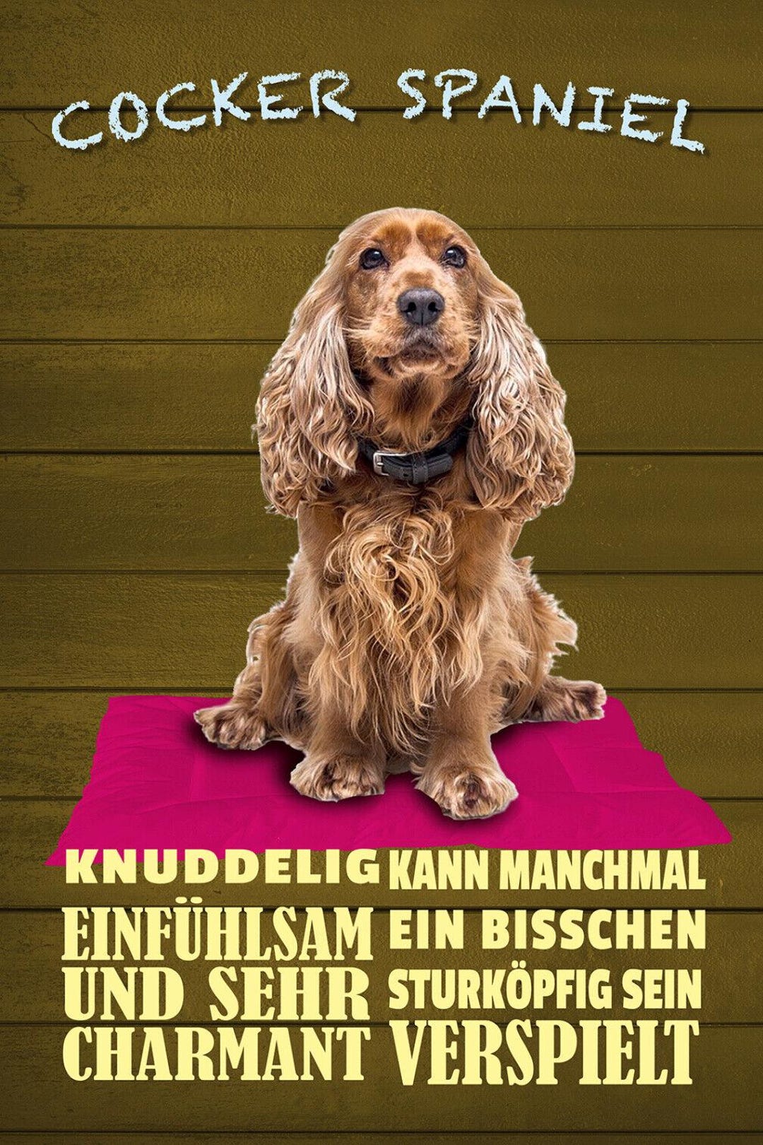 Sign Saying Cocker Spaniel Wanted Poster Cuddly Playful Dog Jw - Etsy