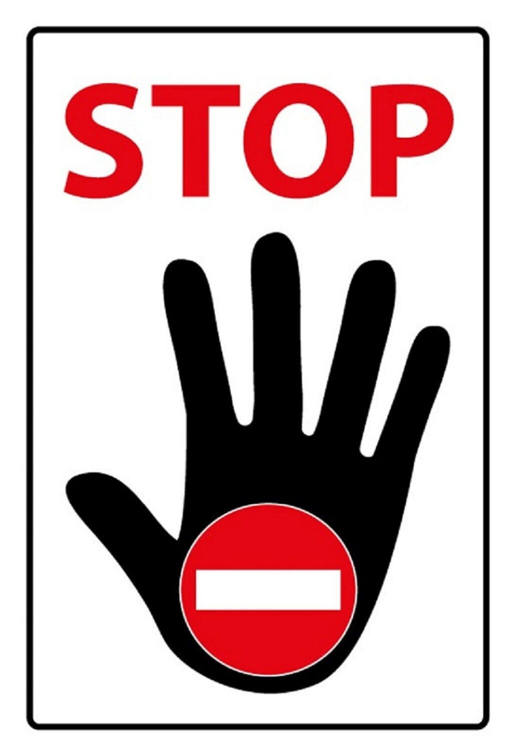 Sign Saying Stop No Entry Hand Attention Warning Jw - Etsy