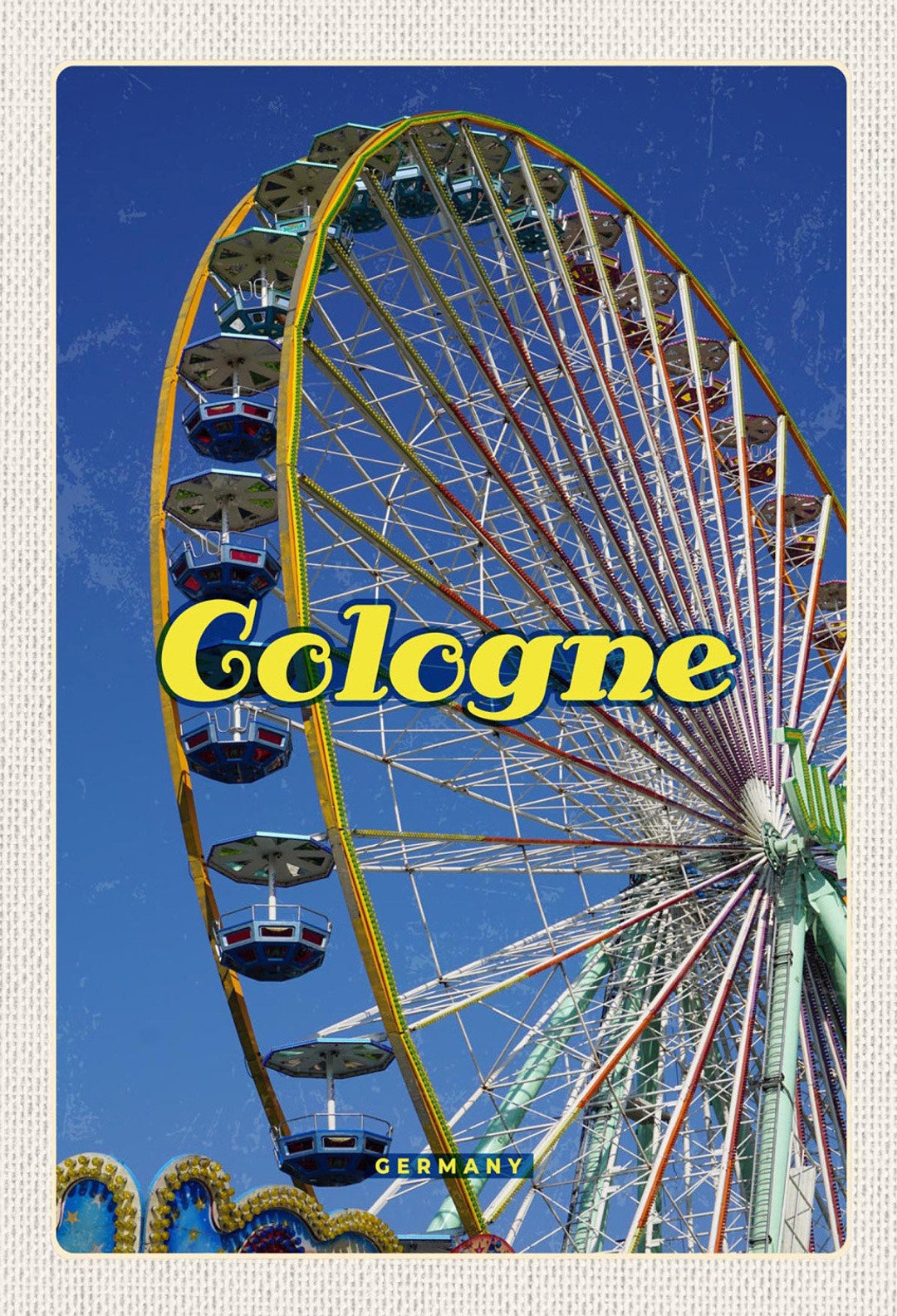 Sign Saying Cologne Germany Cologne Germany Giant Wheel Jw - Etsy