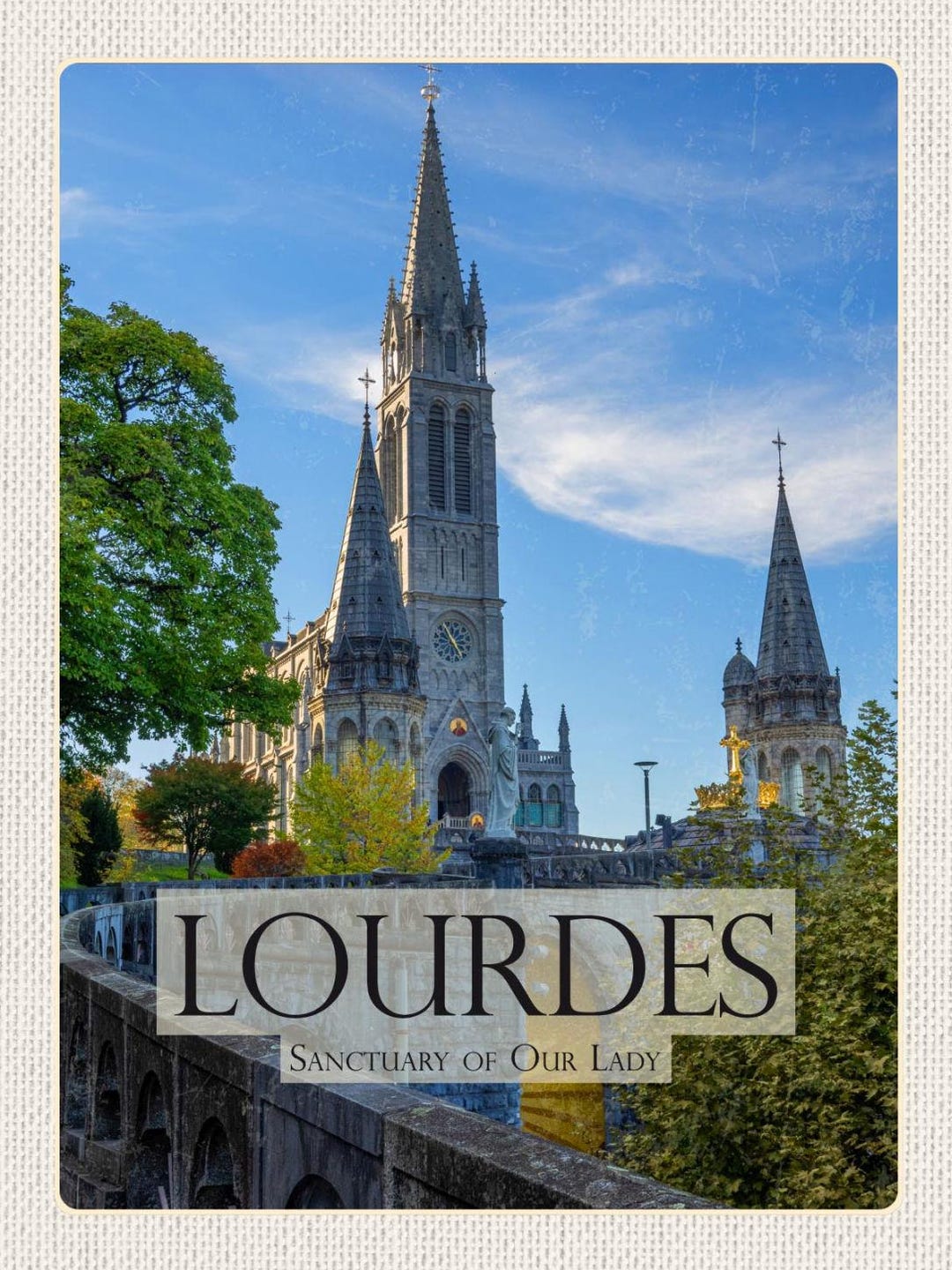 Sign Lourdes Basilica Church Mary France 12x18 20x30 30x40 Sheet Metal ...