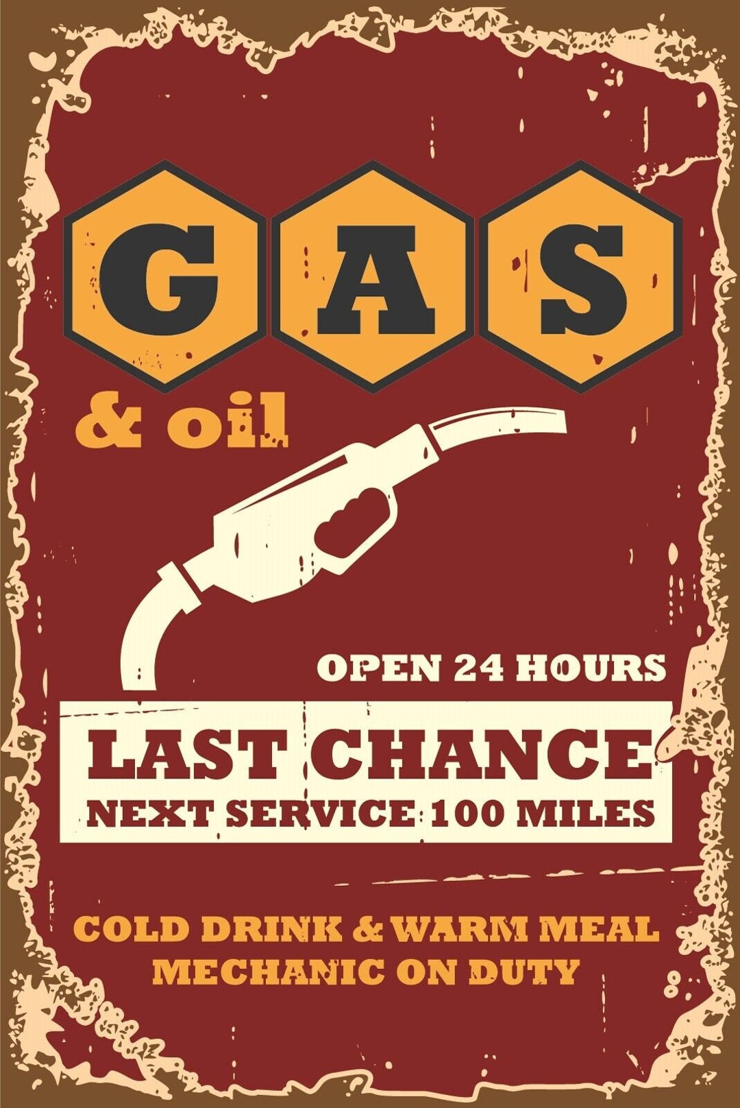 Nostalgia Sign Gas & Oil Gas Station Petrol 12x18 / 20x30 / 30x40 Sheet ...