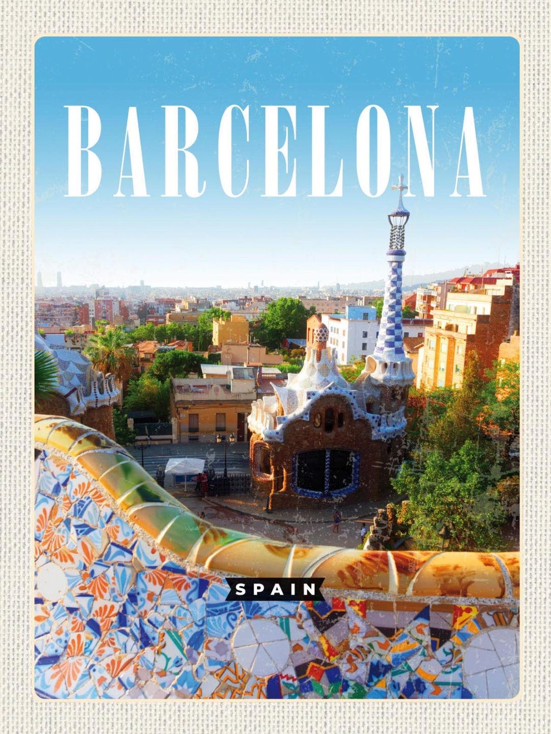 Sign Barcelona Spain Spain Park Güell 12x18 20x30 30x40 Sheet Metal ...