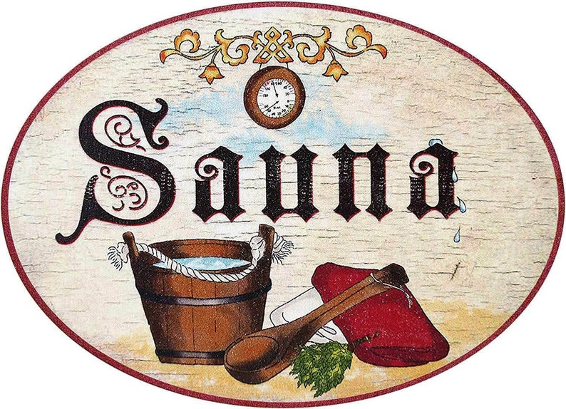 Nostalgia Nostalgia Retro Door Sign Sauna Antique Style Birch Plywood ...