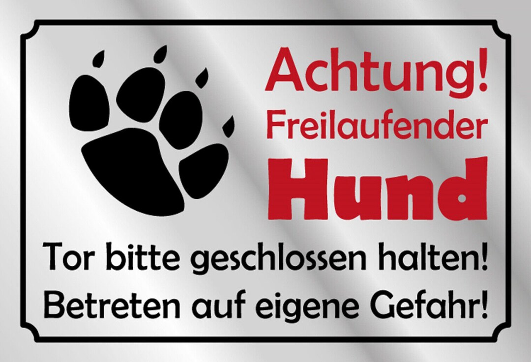 Sign Saying Attention Free-roaming Dog Enter at Your Own Risk Warning ...