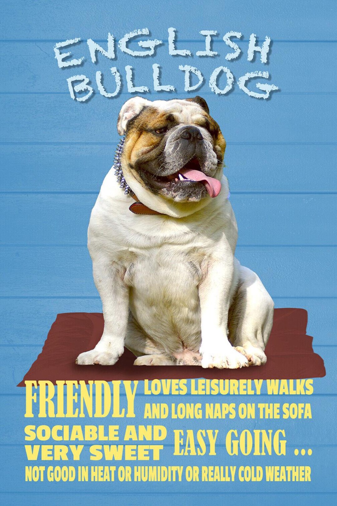 Sign Saying English Bulldog Wanted Poster Friendly Dog Jw - Etsy