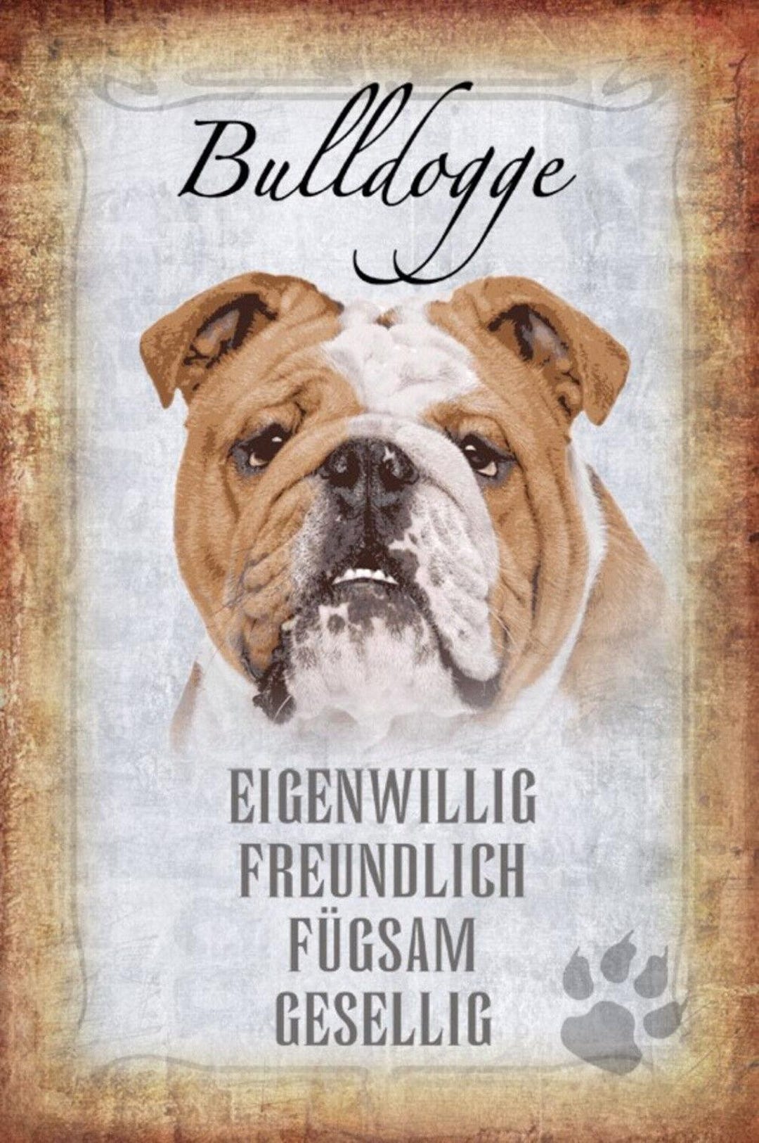 Sign Saying Bulldog Dog Wanted Poster Headstrong Friendly Jw - Etsy