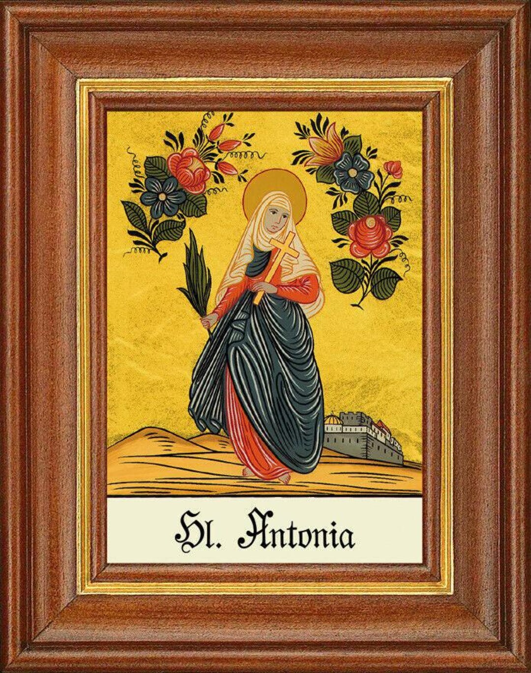 Reverse Glass Painting - Saint Antonia 2 - Patronal Picture Baptism ...