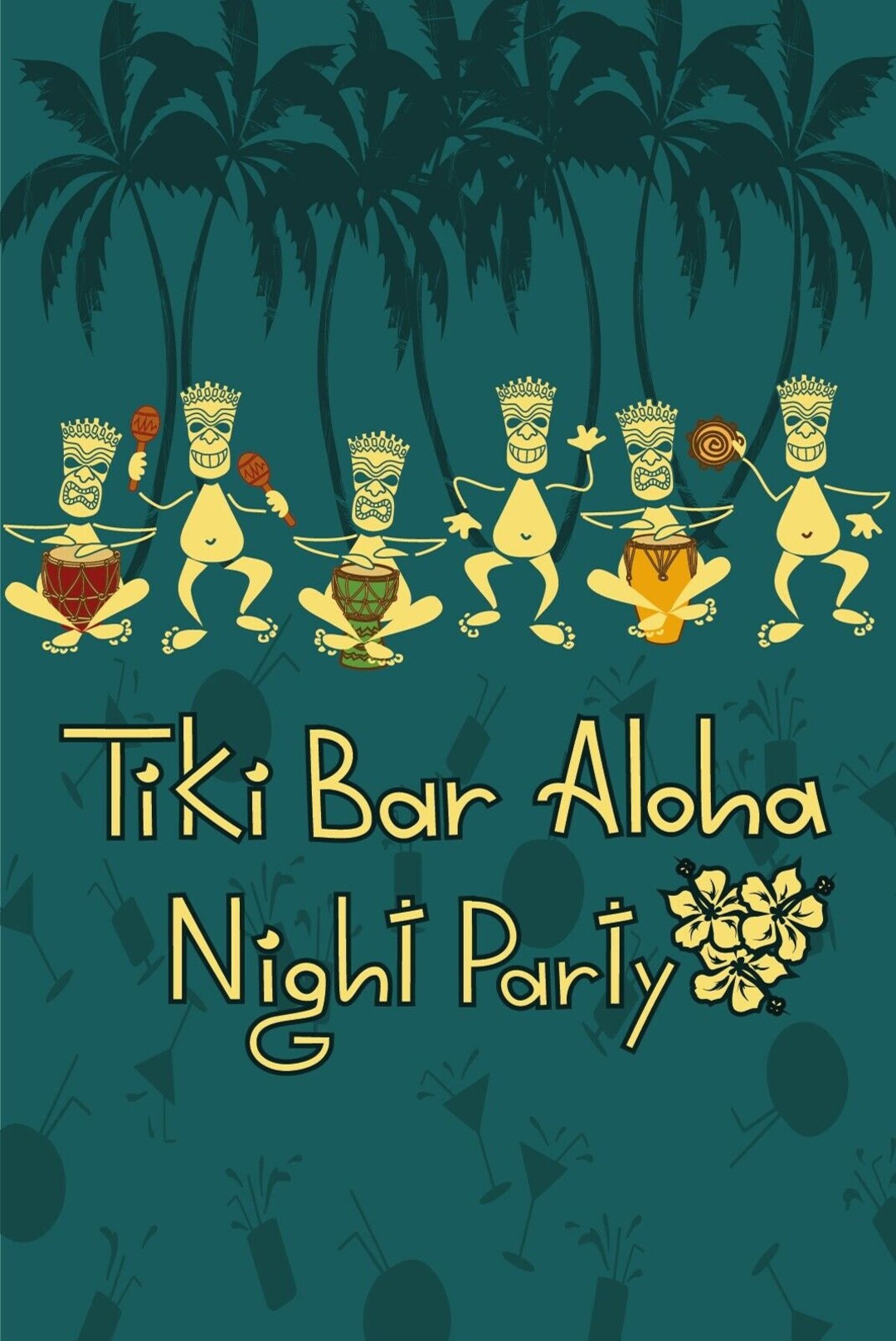 Nostalgia Sign Tiki Bar Aloha Night Party 12x18 / 20x30 / 30x40 Sheet ...